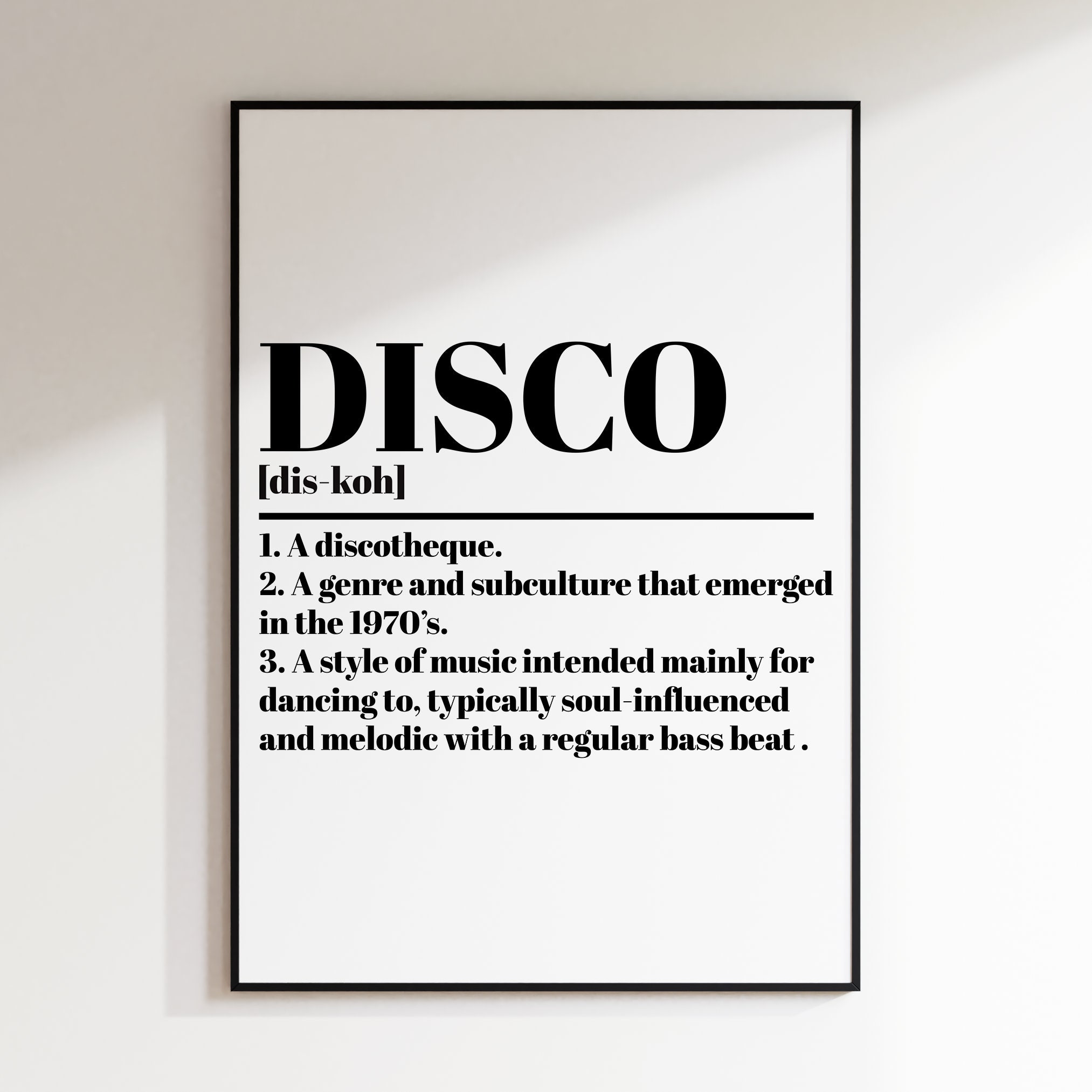 Disco Definition Print | Music Poster | Wall Art | A5 A4 A3 ...