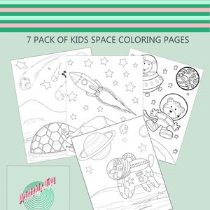 Coloring Pages for Kids - Pack of 7 Space Themed Coloring Pages for ...