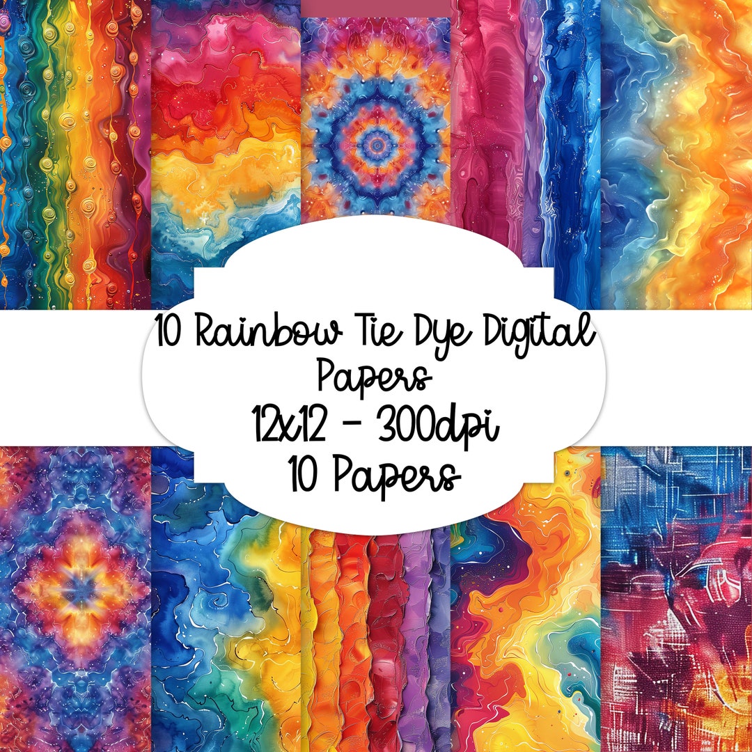 10 Colorful Rainbow Digital Papers / Bright Rainbow Seemless Patterns ...