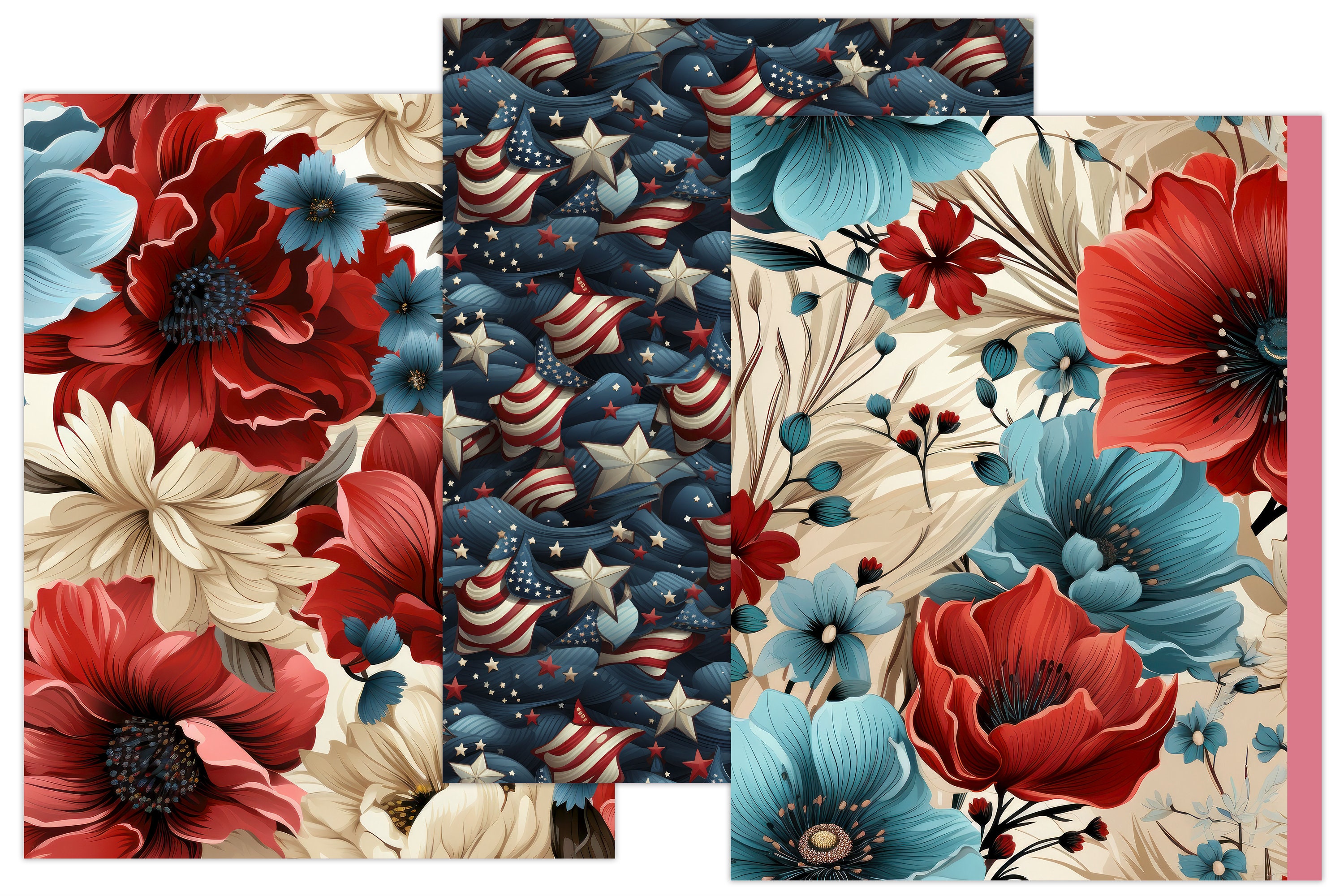 10 Patriotic USA Digital Papers / July 4th Seemless Patterns ...