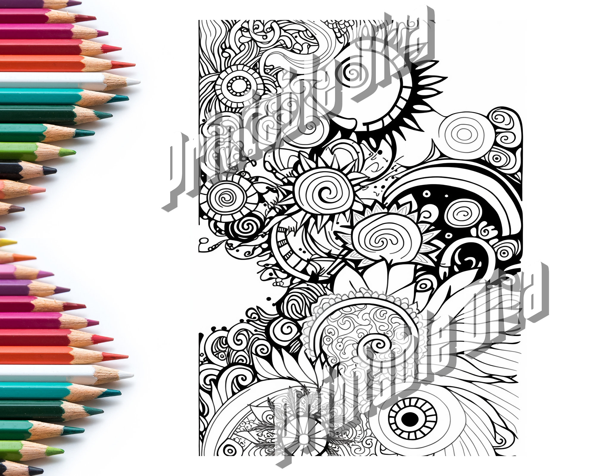 Psychedelic Floral Coloring Pages / Flowers to Color / Adult Coloring ...