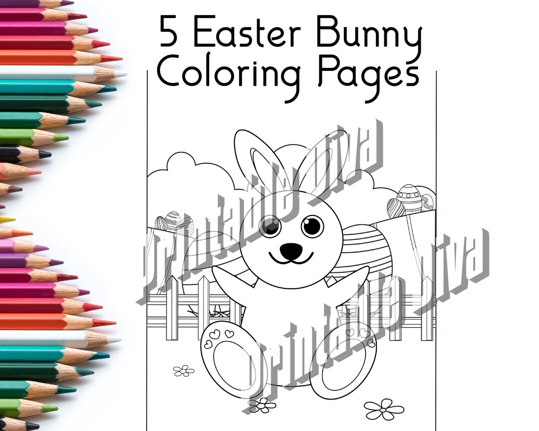 Easter Bunny Coloring Pages for Kids / Printables / Instant Download ...