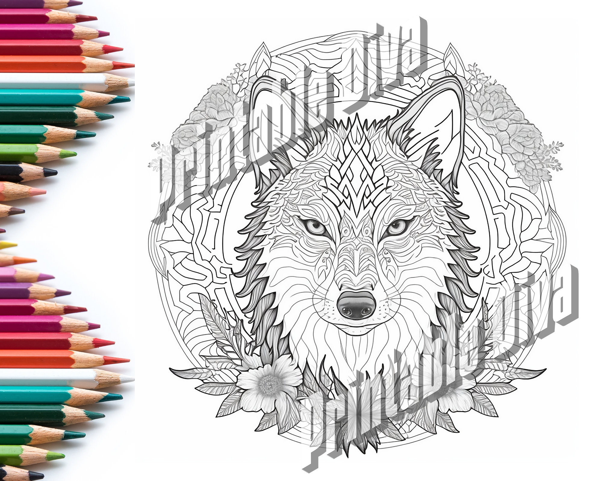 Wolf Mandala / Adult Coloring Pages / Intricate Coloring Pages ...