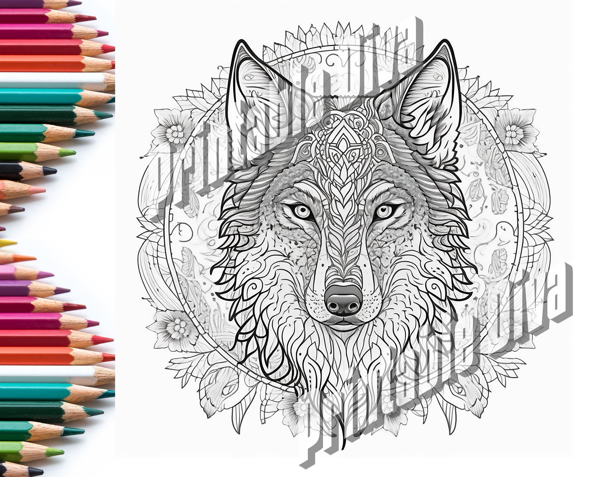 Wolf Mandala / Adult Coloring Pages / Intricate Coloring Pages ...