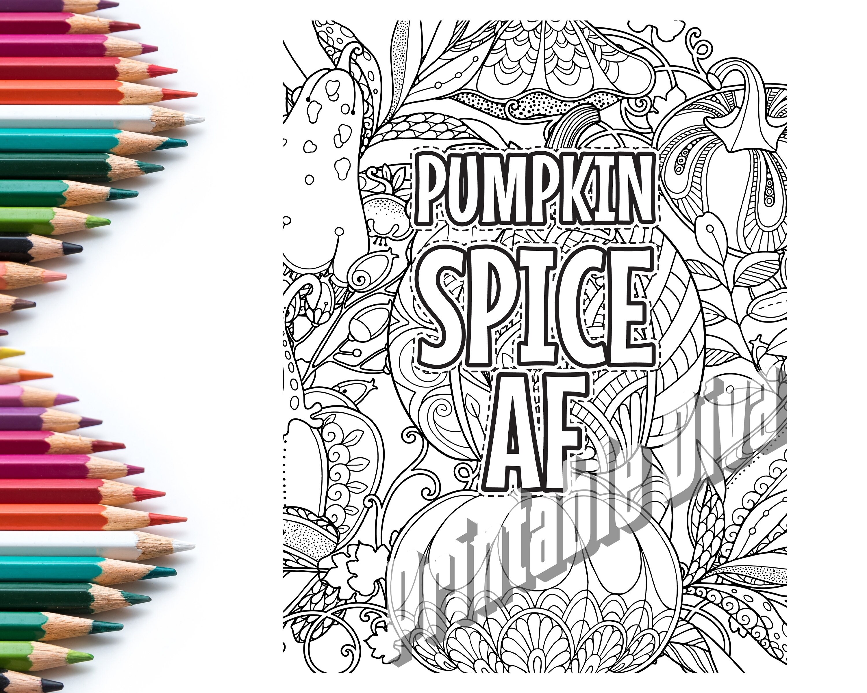 5 Pumpkin Spice Coloring Pages / Fall Coloring Pages / Adult Coloring ...