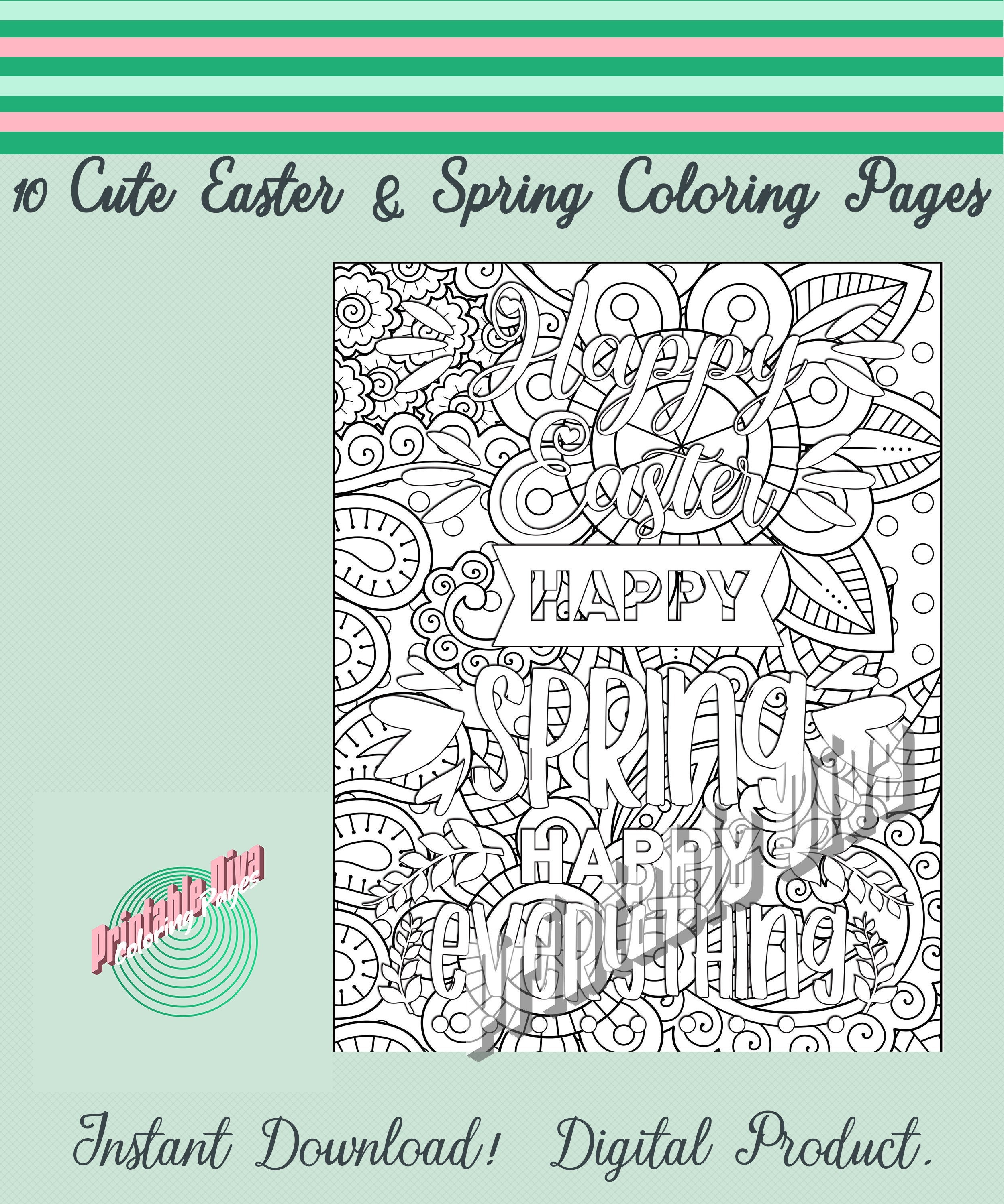 10 Cute Easter Adult Coloring Pages / Cute Spring Adult Coloring Pages ...