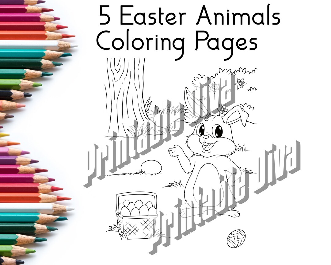 Cute Kids Easter Animal Coloring Pages / Instant Download / Printable ...