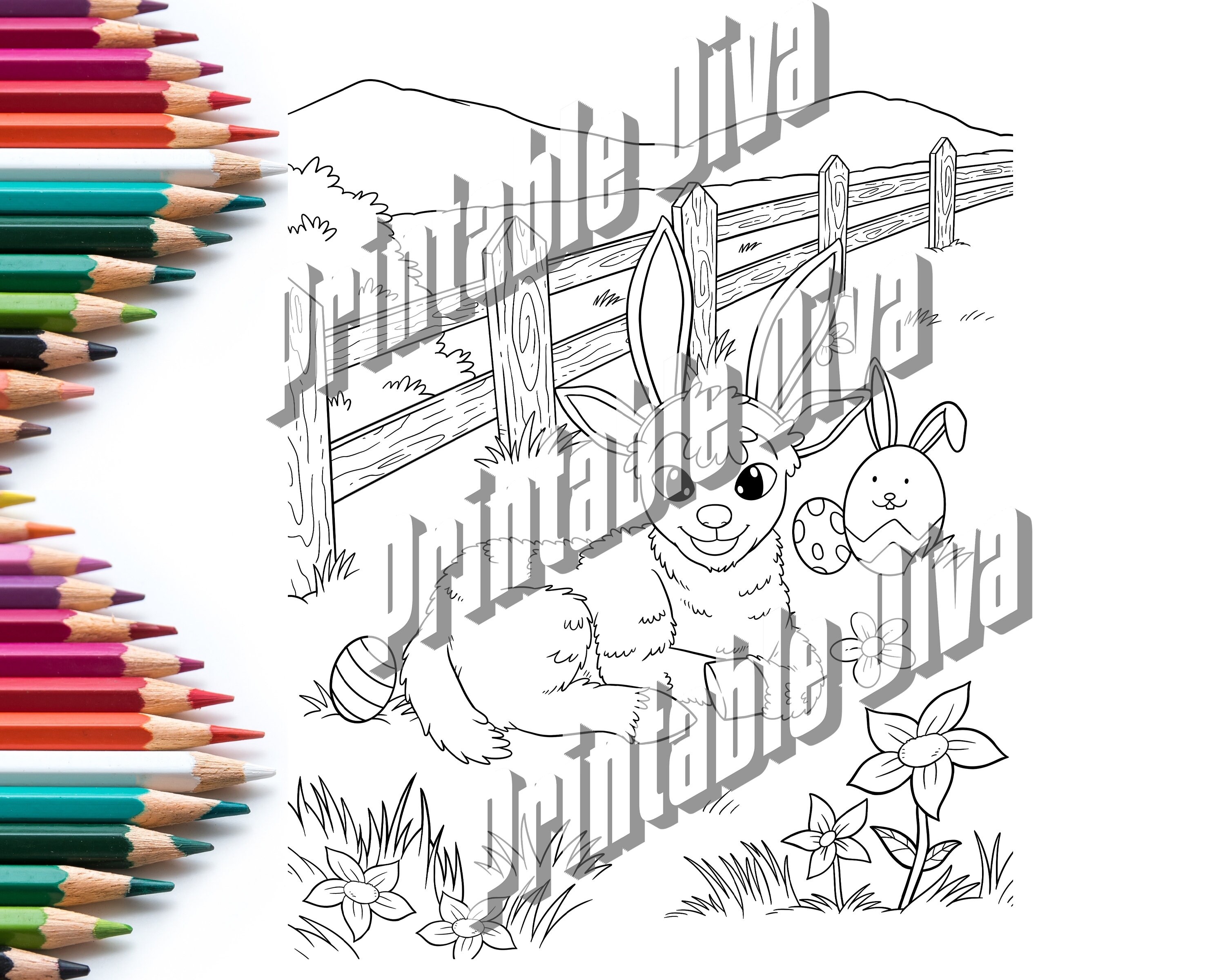 Cute Kids Easter Animal Coloring Pages / Instant Download / Printable ...