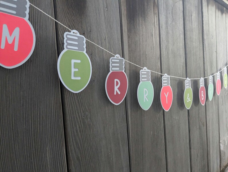 Merry and Bright Paper Garland, Christmas Banner - Etsy