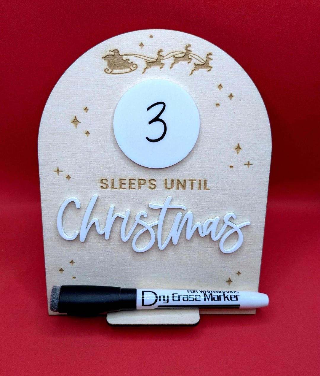 Sleeps Until Santa Comes, Christmas Countdown Sign, Holiday Home Decor ...