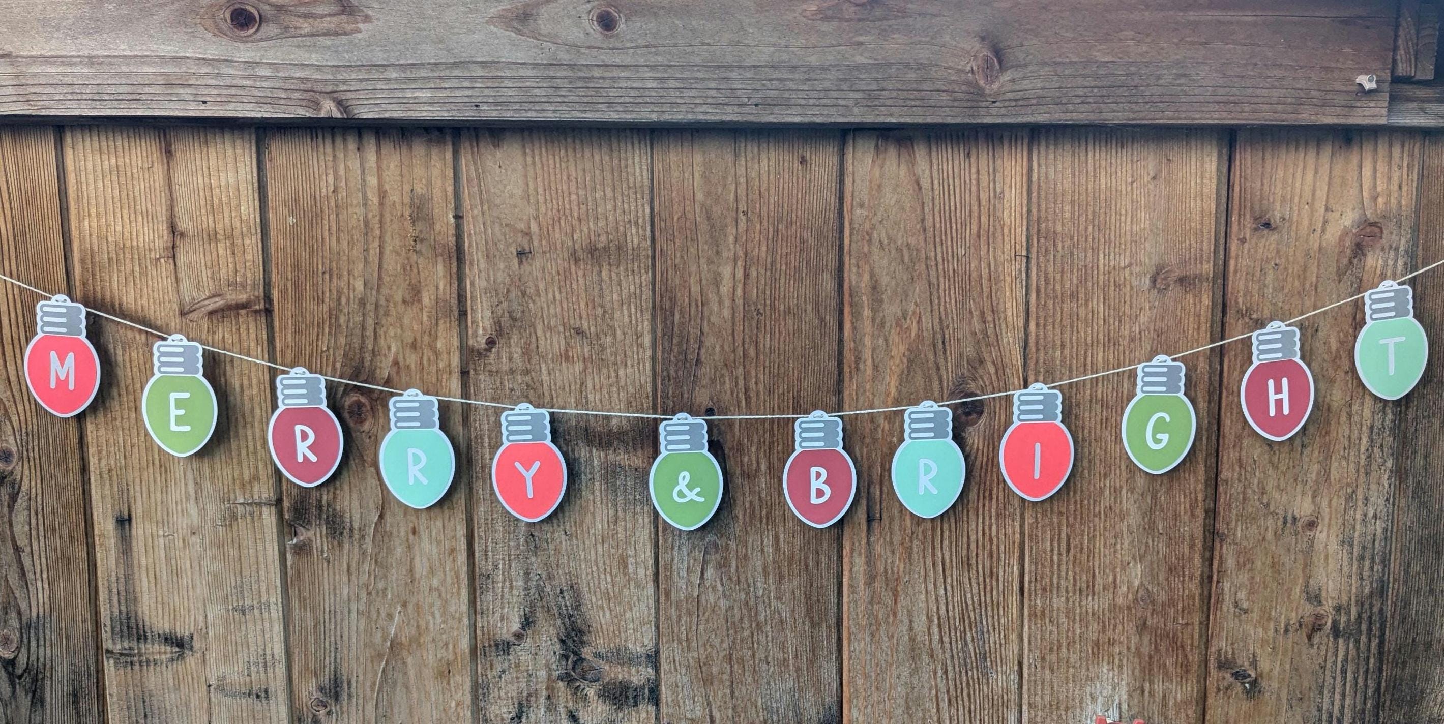 Merry and Bright Paper Garland, Christmas Banner - Etsy
