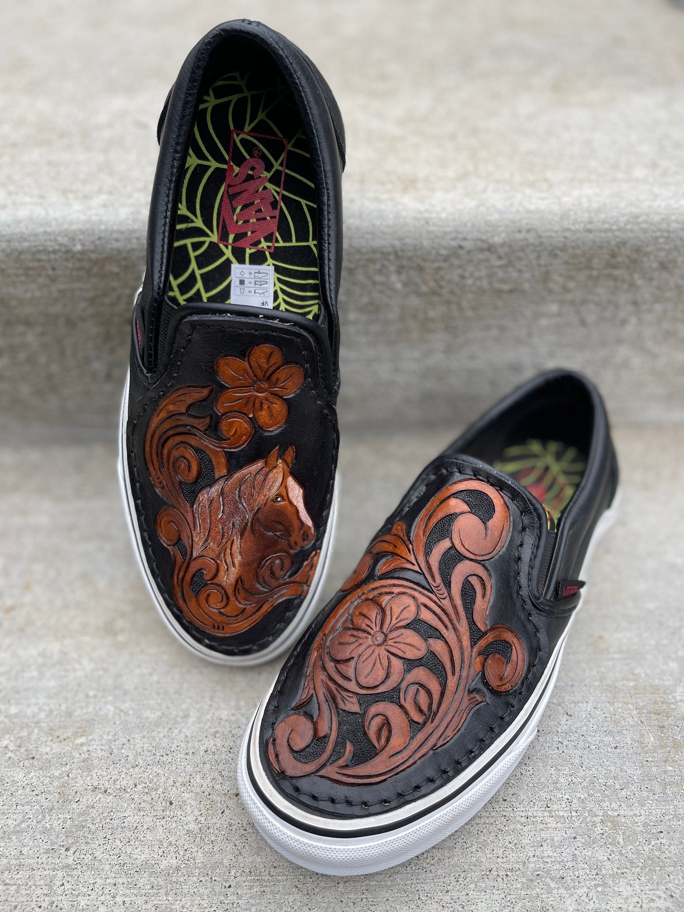 Hand Tooled Custom Vans - Etsy