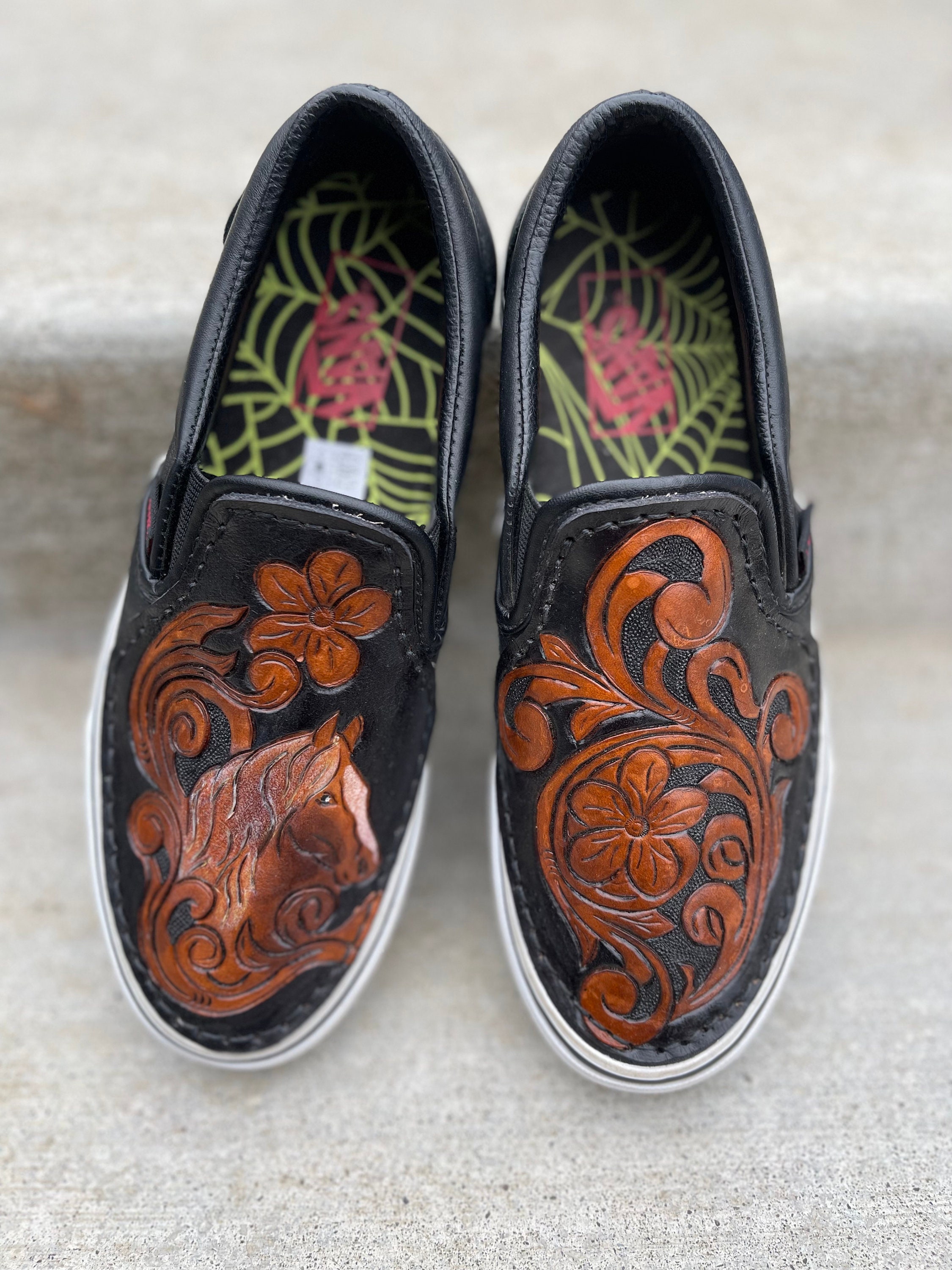 Hand Tooled Custom Vans - Etsy
