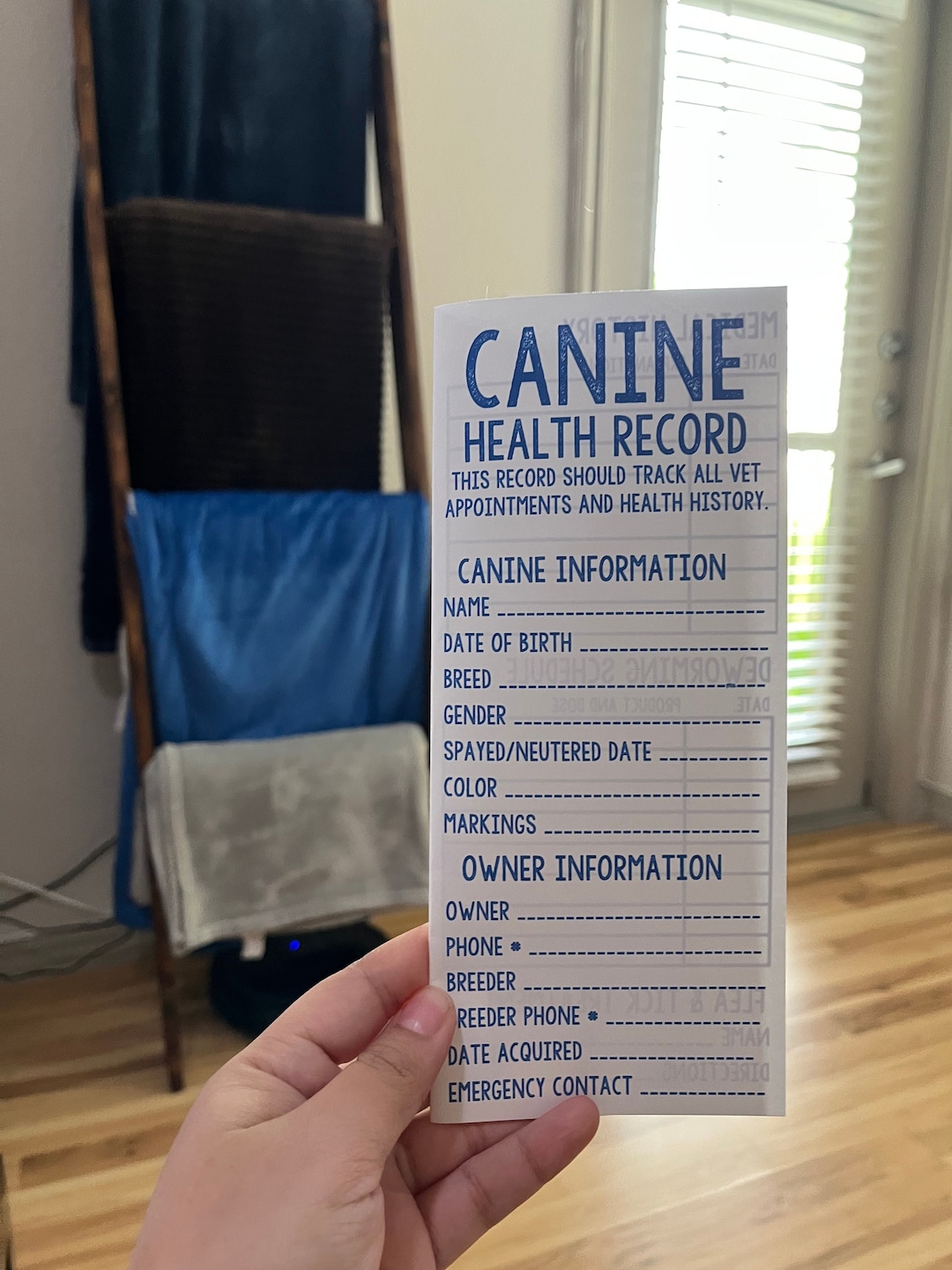 Canine Health Record Foldable Print (WITH POCKET) - Etsy