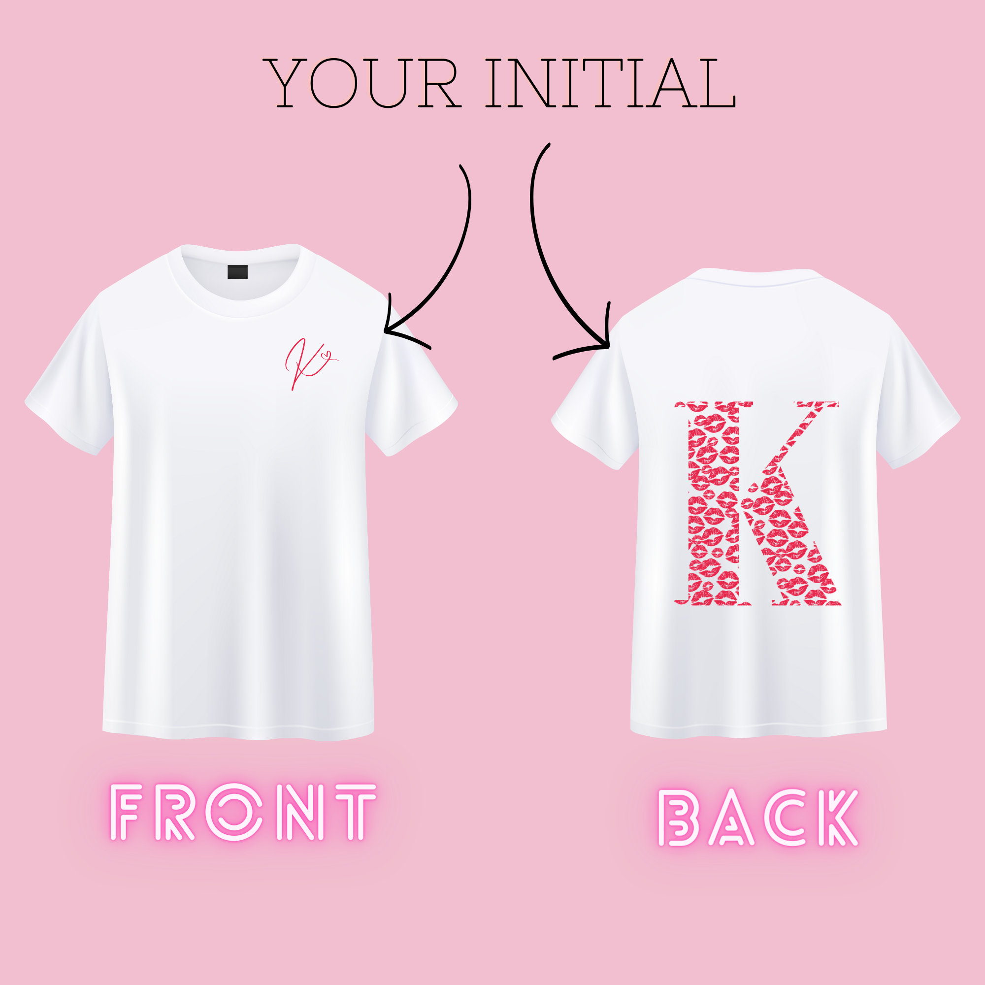 Viral Custom Kiss Initial T-shirt, Personalized Kiss Initial Shirt, Valentines Day Gift Custom T ...