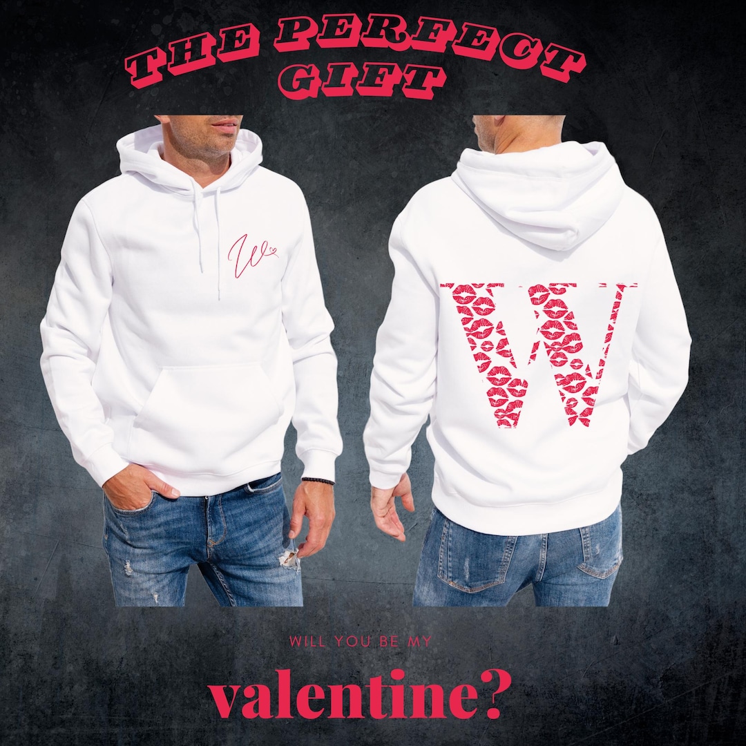 Viral Custom Kiss Initial Hoodie - Perfect Gift for Him/her, Valentines ...