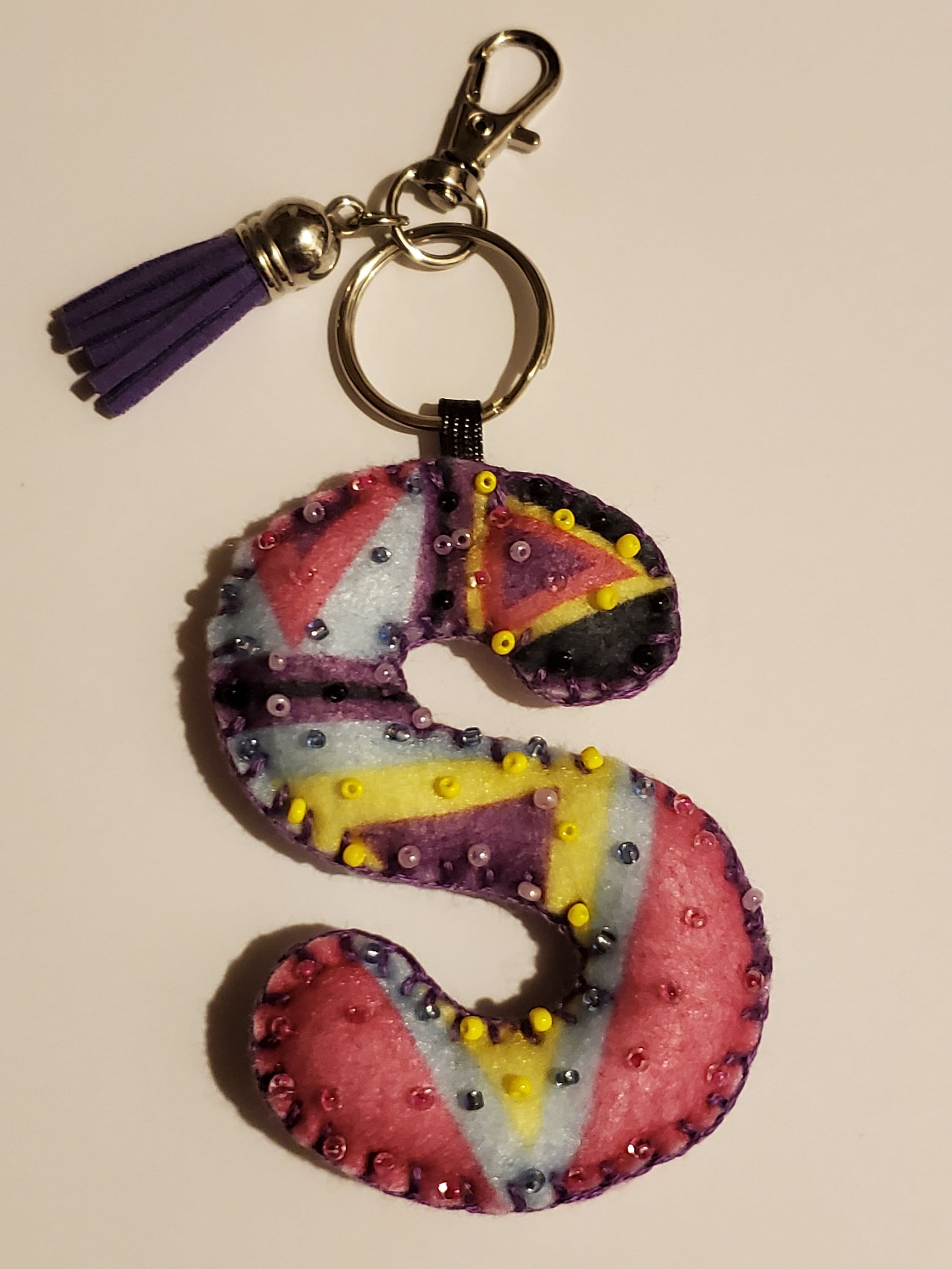 Felt Letter Keyring Felt Key Chain Bag Charm Small Gift | Etsy