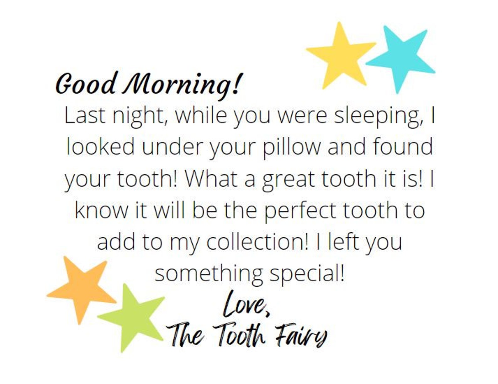 First Tooth Letter From Tooth Fairy, Digital Download, Printable, PDF ...