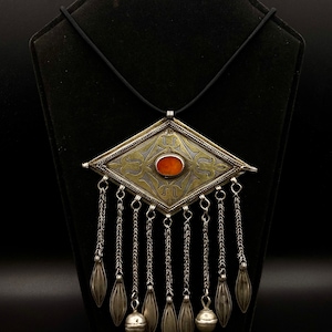 Beautiful Pendant Turkmani Silver With Red Agate Stone Handmade - Etsy