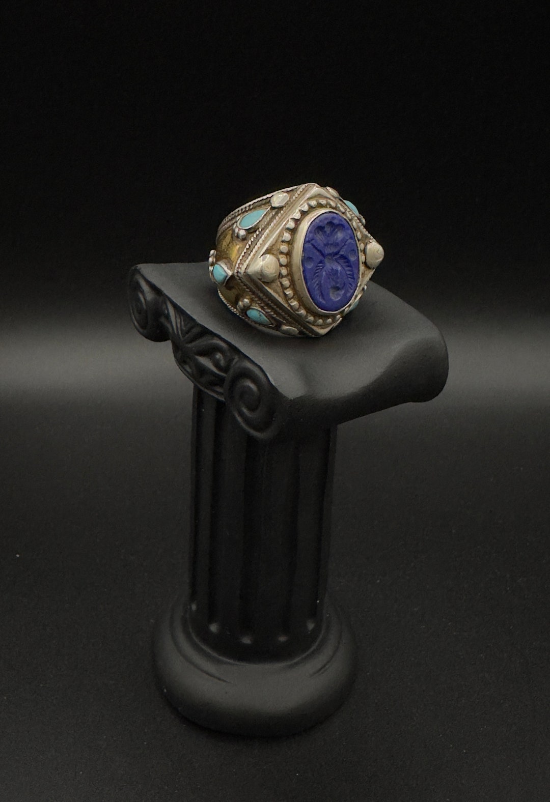 Handmade Afghani Silver Ring and Gold Colored With Genuine - Etsy