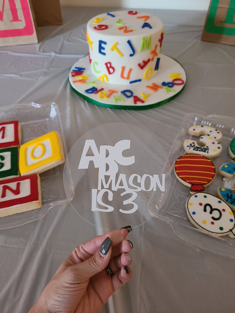 ABC Cake Topper, Acrylic Cake Topper, Acrylic Birthday Topper, Custom ...
