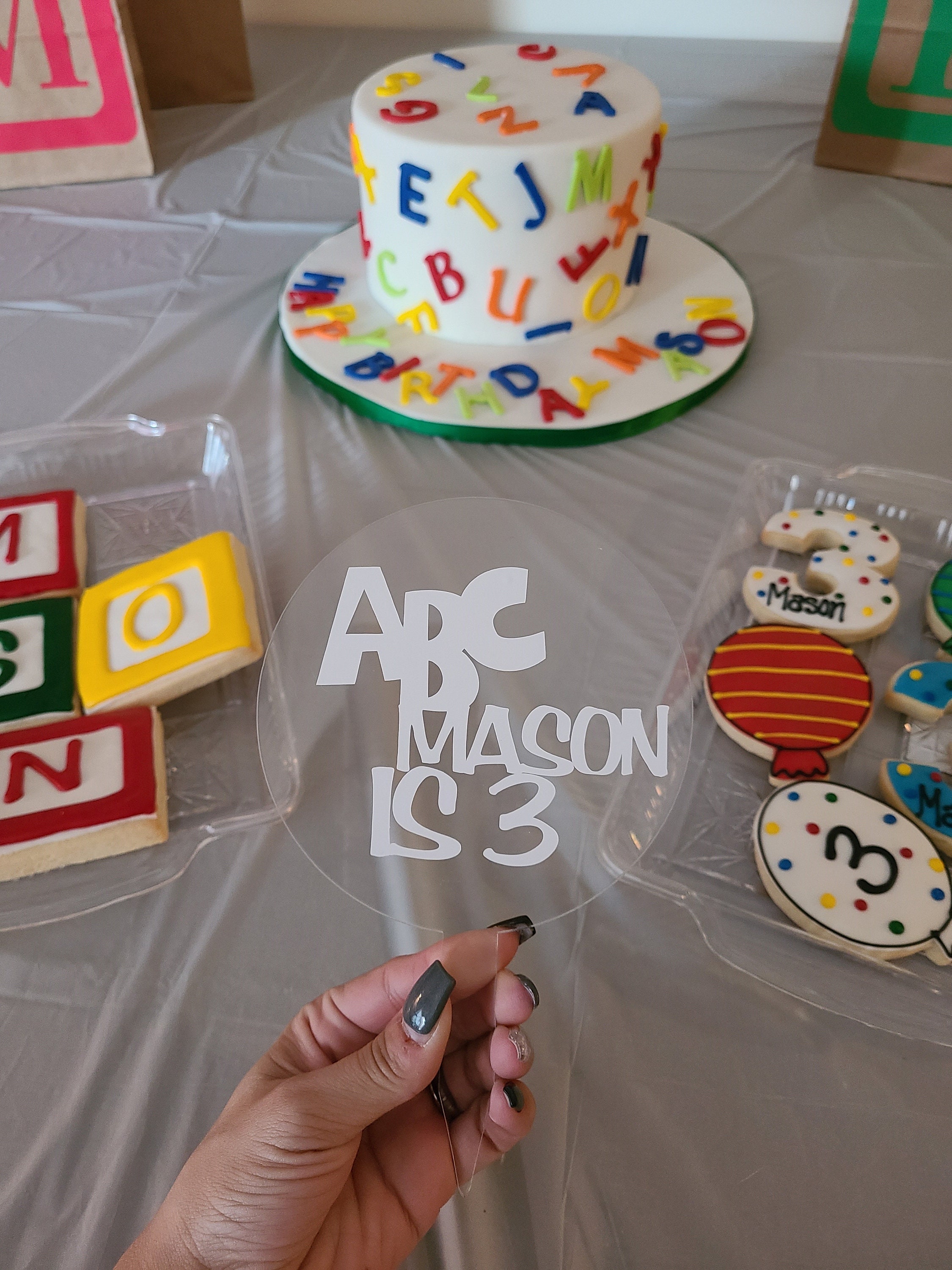 ABC Cake Topper, Acrylic Cake Topper, Acrylic Birthday Topper, Custom ...