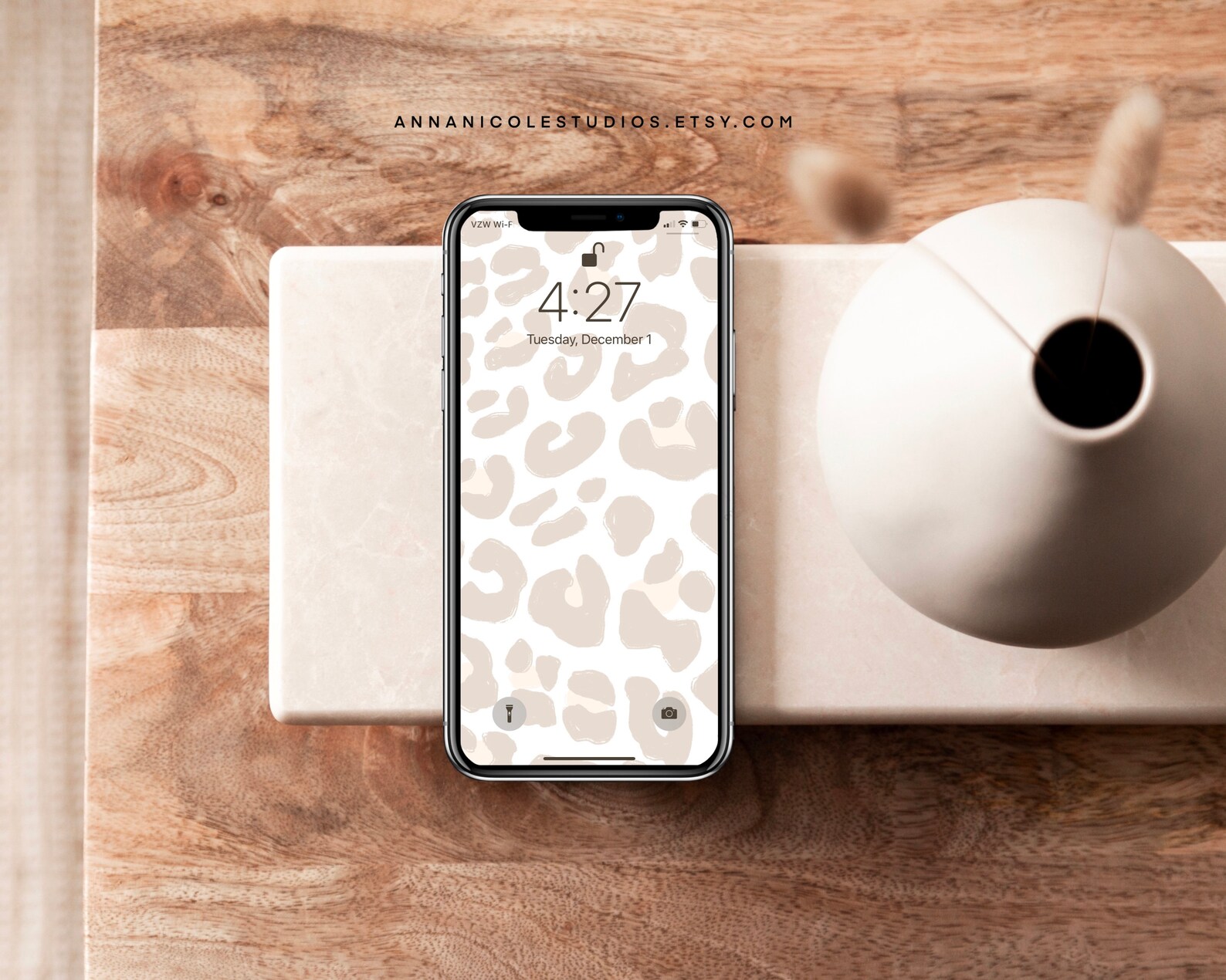 Warm Neutral Modern Leopard Print Phone Wallpaper - Etsy