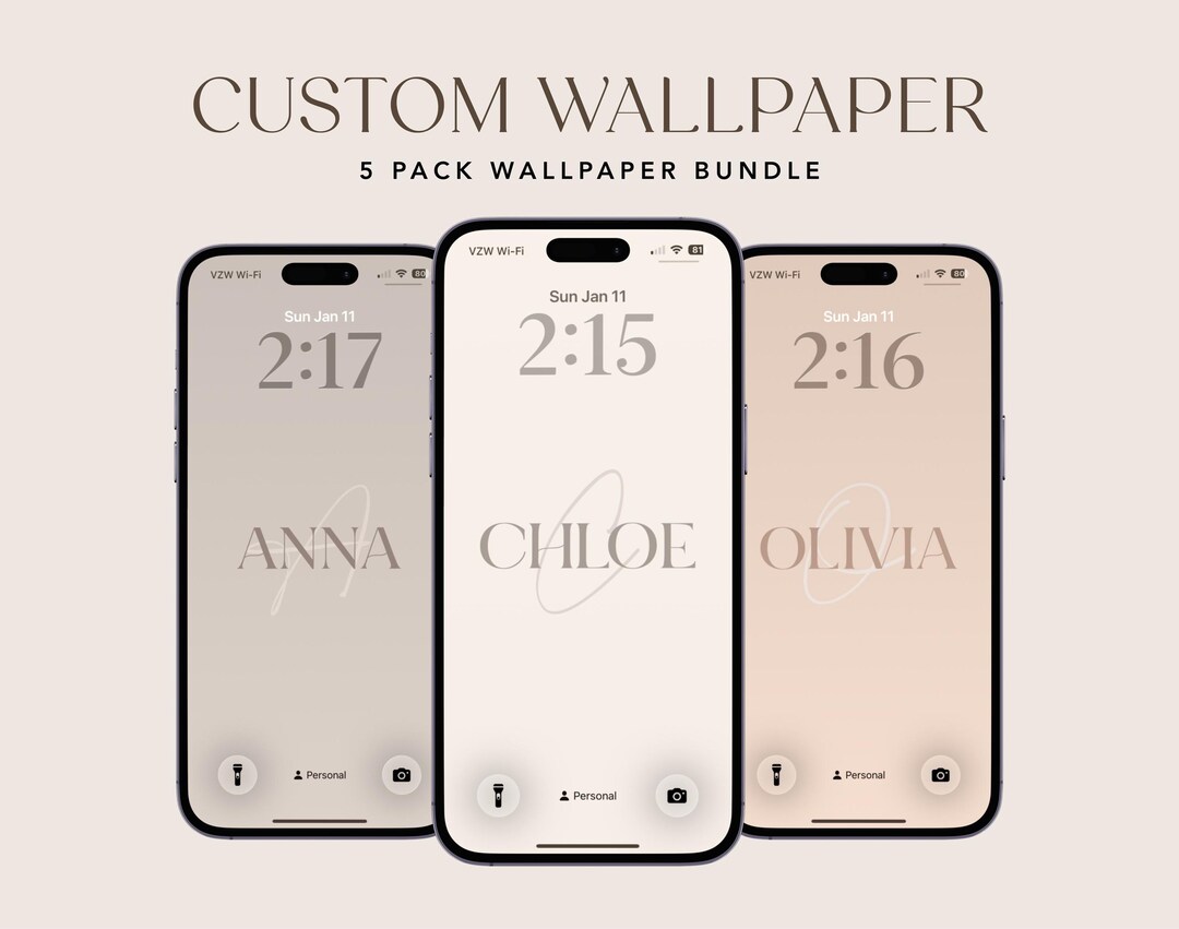 Custom Name iPhone Wallpaper | Minimal Lock Screen | Neutral Aesthetic ...
