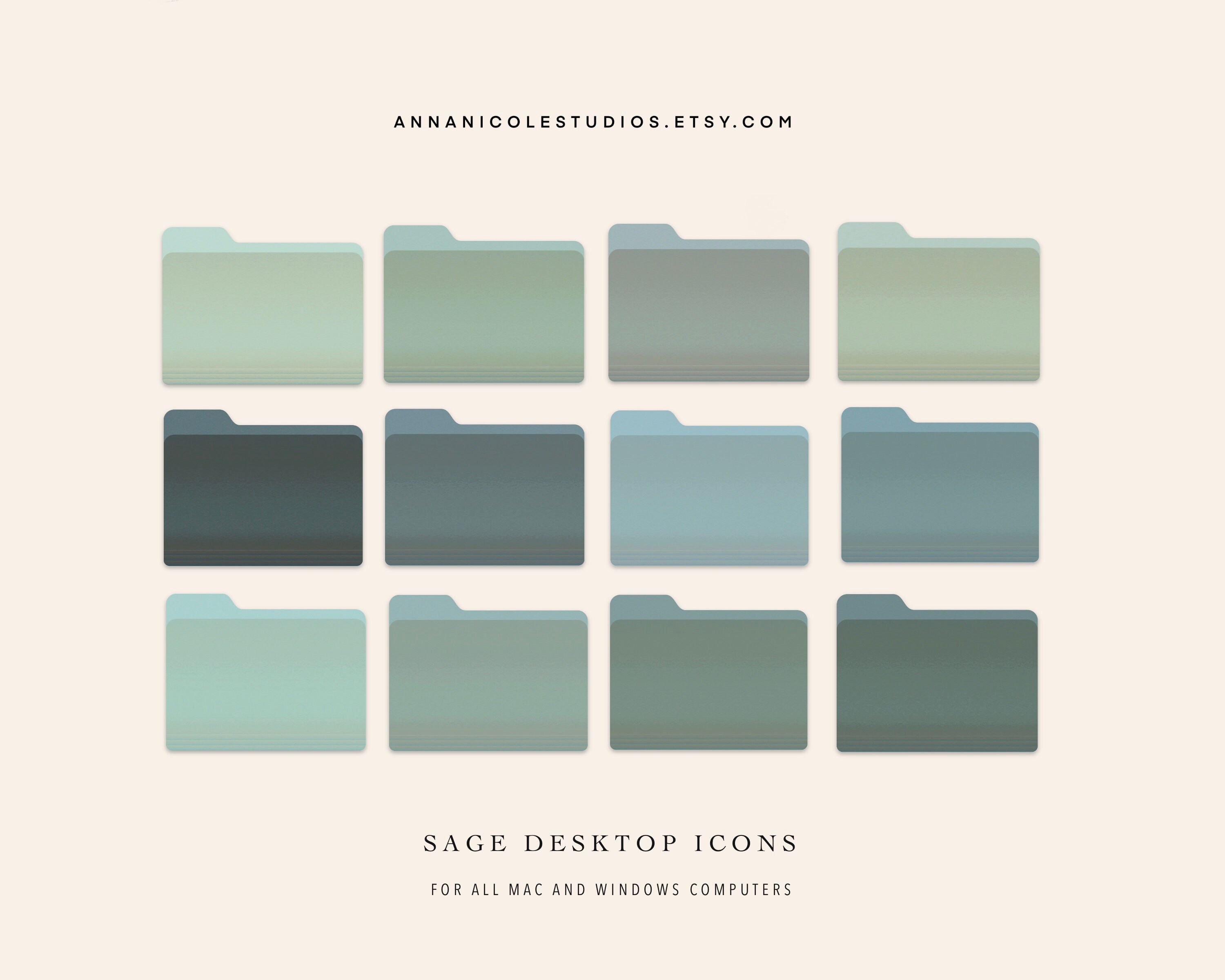 Sage Desktop Icons Desktop Mac Desktop Icons Windows | Etsy