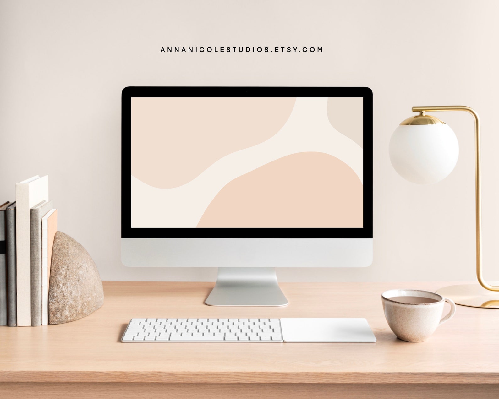 Warm Neutral Minimalistic Abstract Desktop Wallpaper - Etsy
