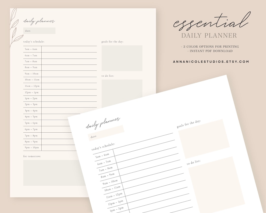 Printable Daily Planner, Neutral Tones, Essential Daily to Do List ...