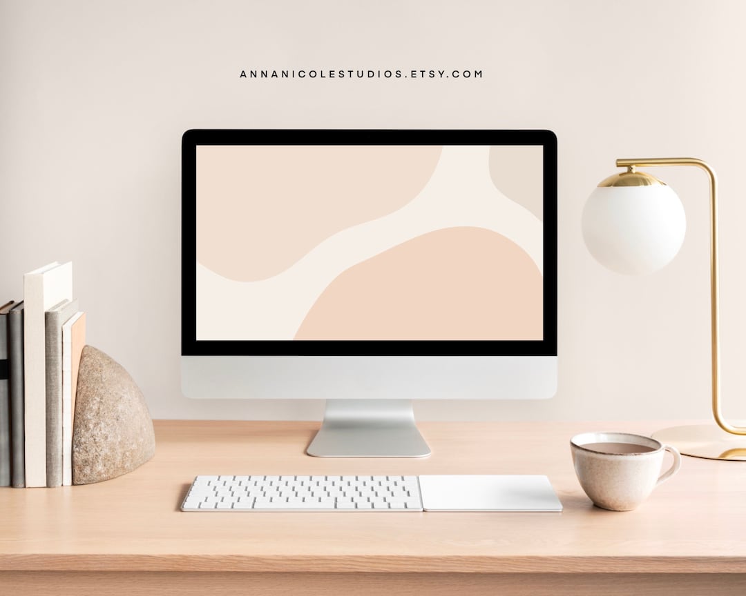 Warm Neutral Minimalistic Abstract Desktop Wallpaper - Etsy