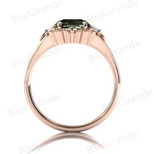 Art Deco Floral Moldavite Engagement Ring Antique Moldavite Wedding ...