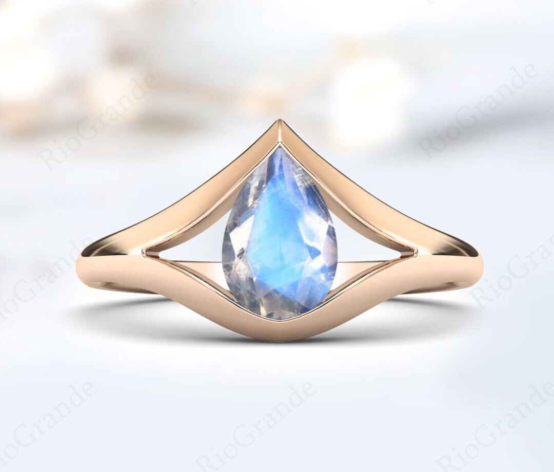 Pear Cut Moonstone Tension Setting Engagement Ring 14k Gold - Etsy