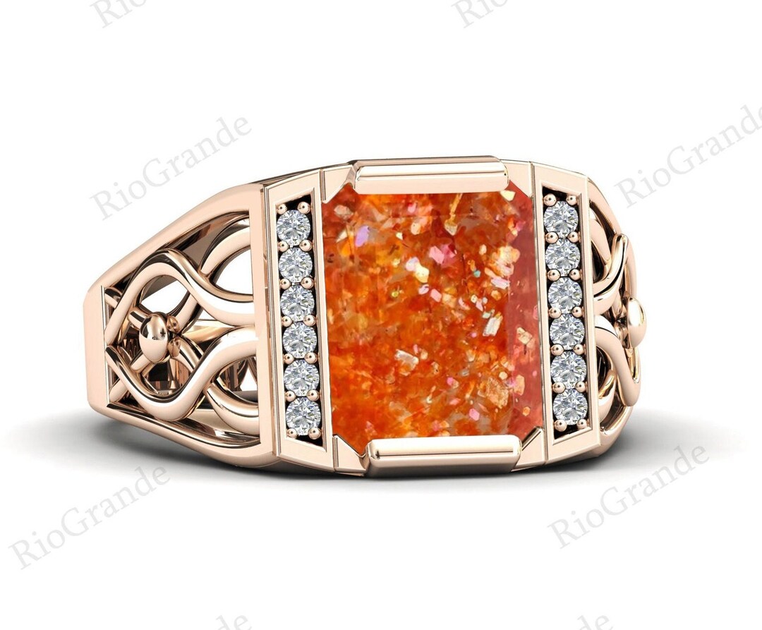 Vintage Sunstone Engagement Ring for Women 14k Gold Sunstone Filigree ...