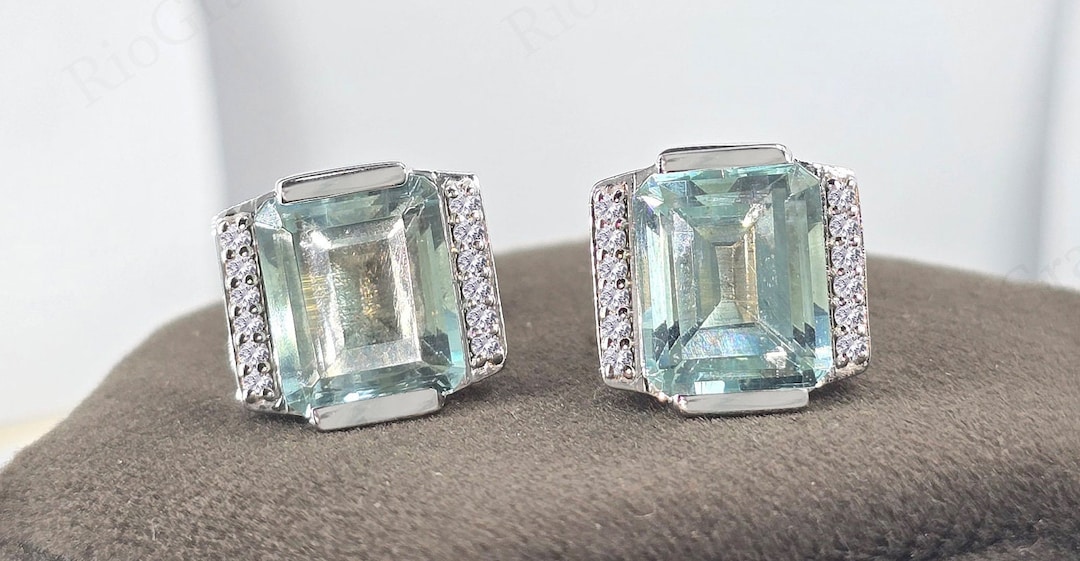 Aquamarine Gemstone Cufflinks for Men 925 Sterling Silver Cufflinks for ...