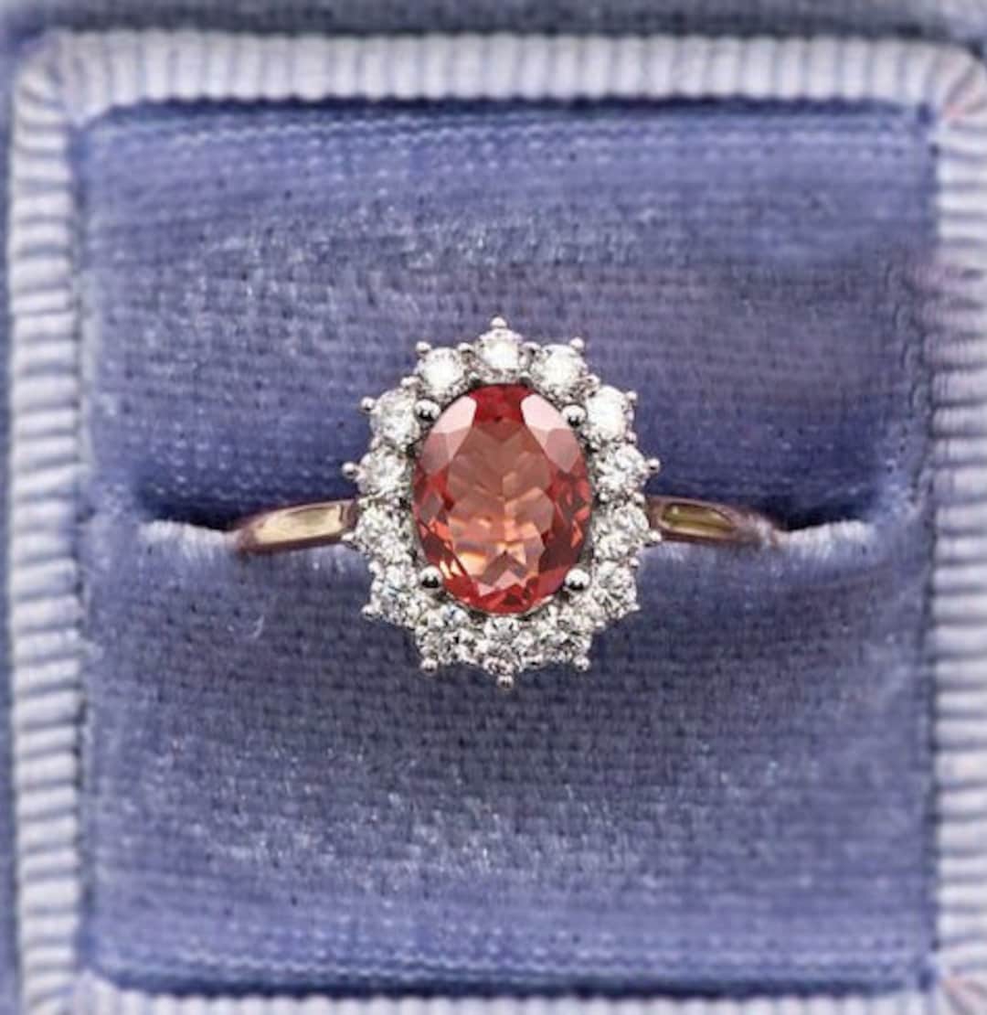 14k Gold Zultanite Engagement Ring Rose Gold Halo Wedding Ring Oval Cut ...