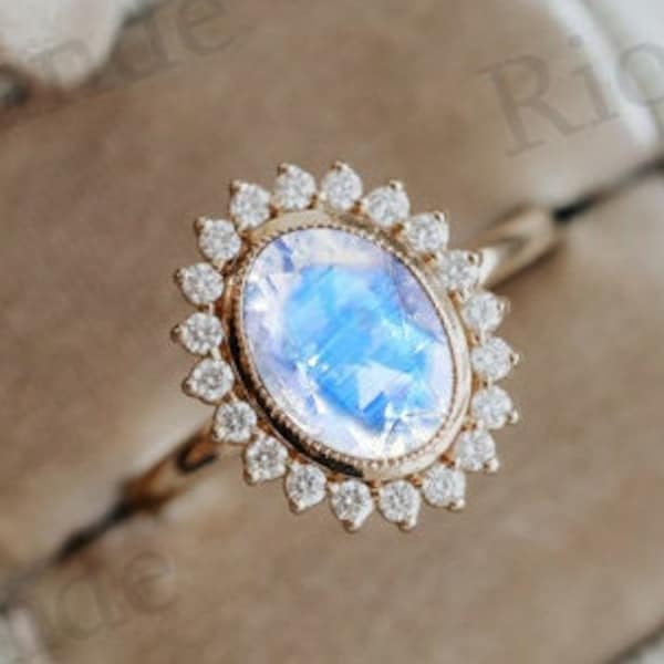 Unique Moonstone Engagement Ring - Etsy