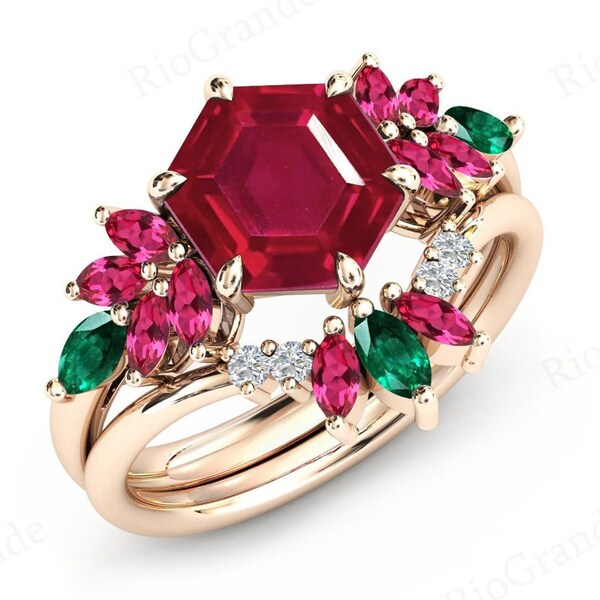 Emerald Ruby Ring - Etsy