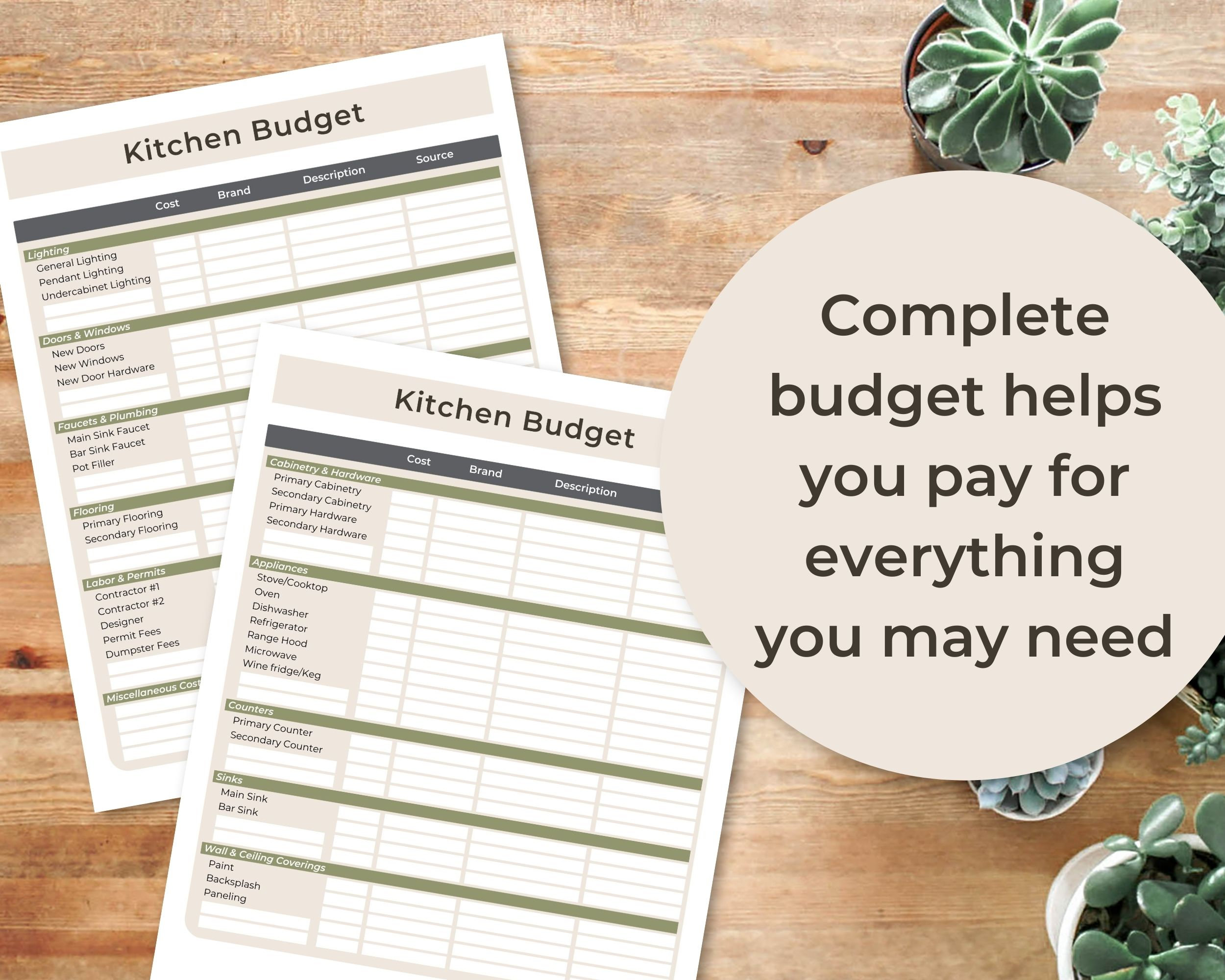 Kitchen Renovation Remodel Planner Printable Project Planner Home ...