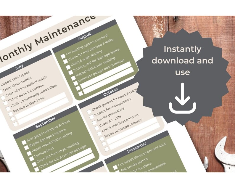 Monthly Home Maintenance Checklist, Perfect for Your Home Binder ...