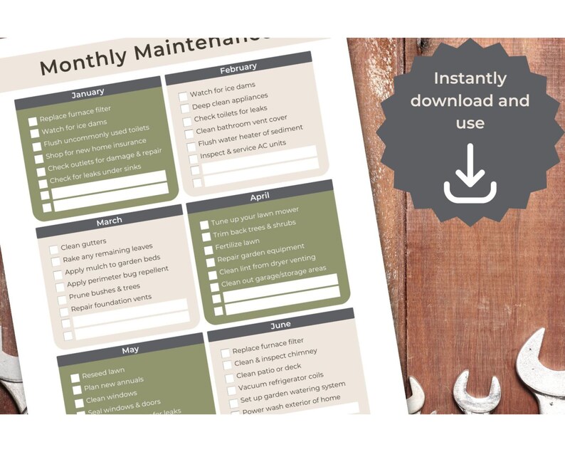 Monthly Maintenance & Seasonal Maintenance Checklist, Home to Do List ...