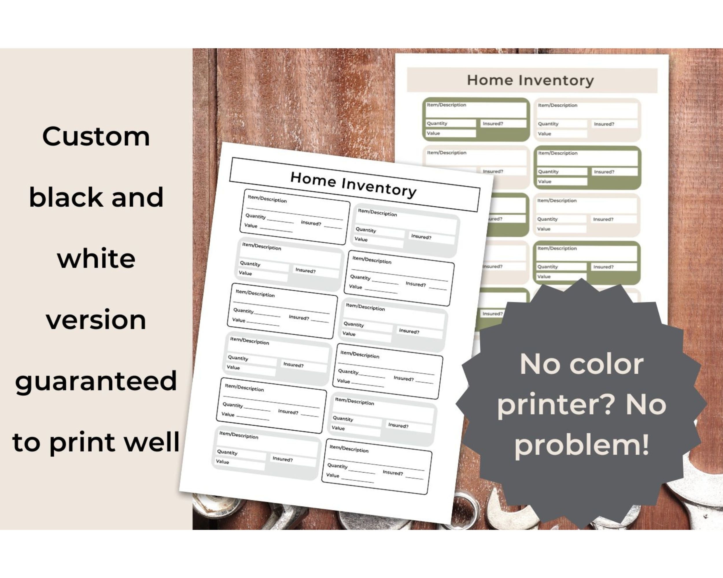 Home Inventory Tracker and Checklist, Needed for Every Home Management ...