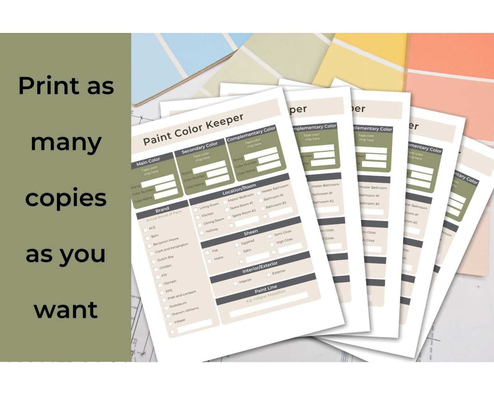 Paint Color Planner Color Keeper for Home Improvement Home - Etsy