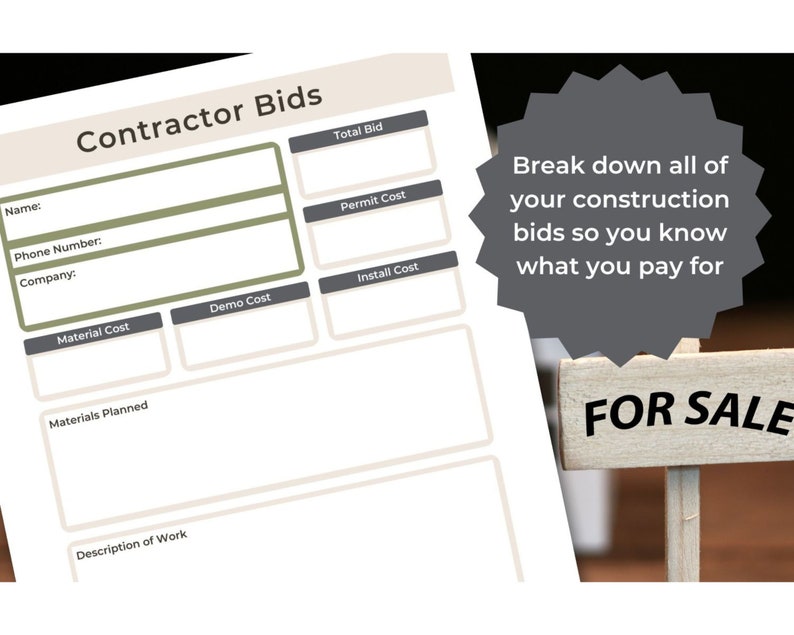 Contractor Selection Bundle, Great for Home Improvement Projects, Use ...