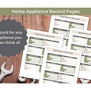 Home Appliance Records to Track Appliance Warranty and Model, Makes ...