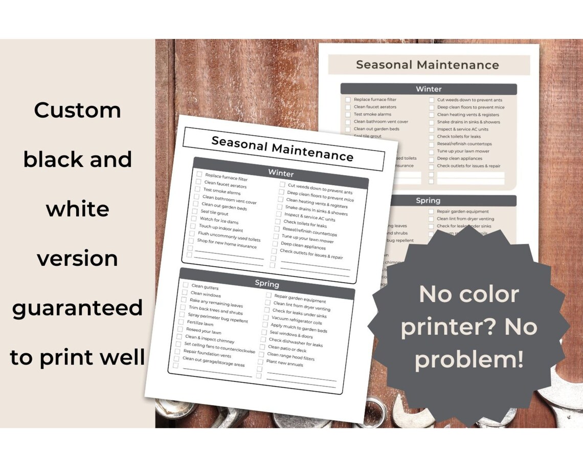 Monthly Maintenance & Seasonal Maintenance Checklist, Home to Do List ...