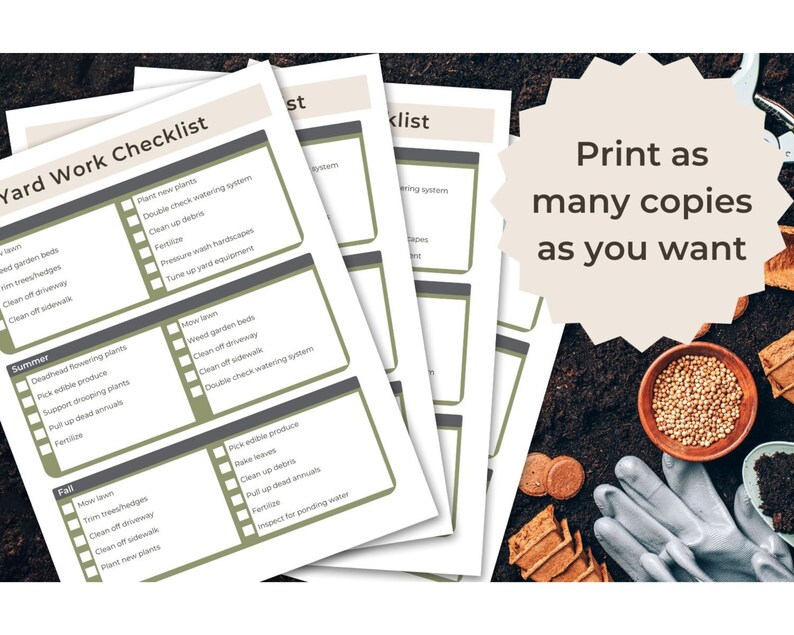 Yard Work Checklist With Room to Add Your Own Yard Chores, Add to Any ...