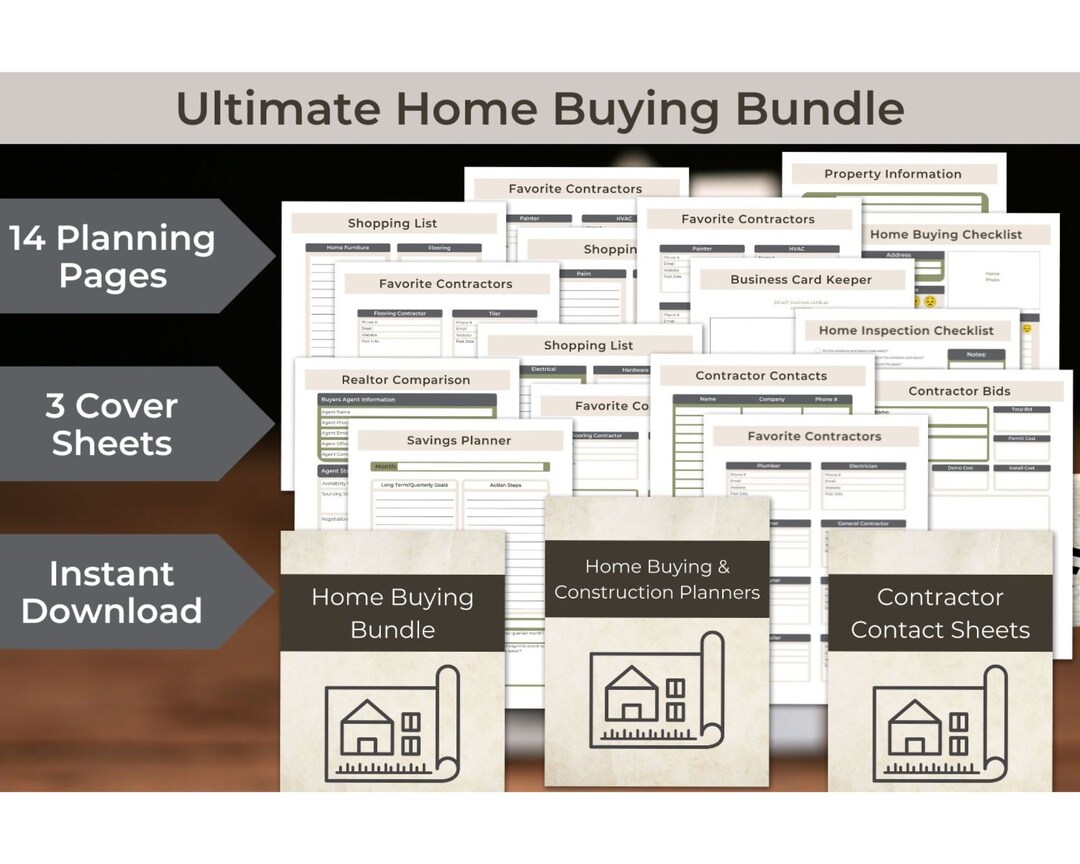 Home Buying and Construction Printable Planners Bundle, Perfect for New ...