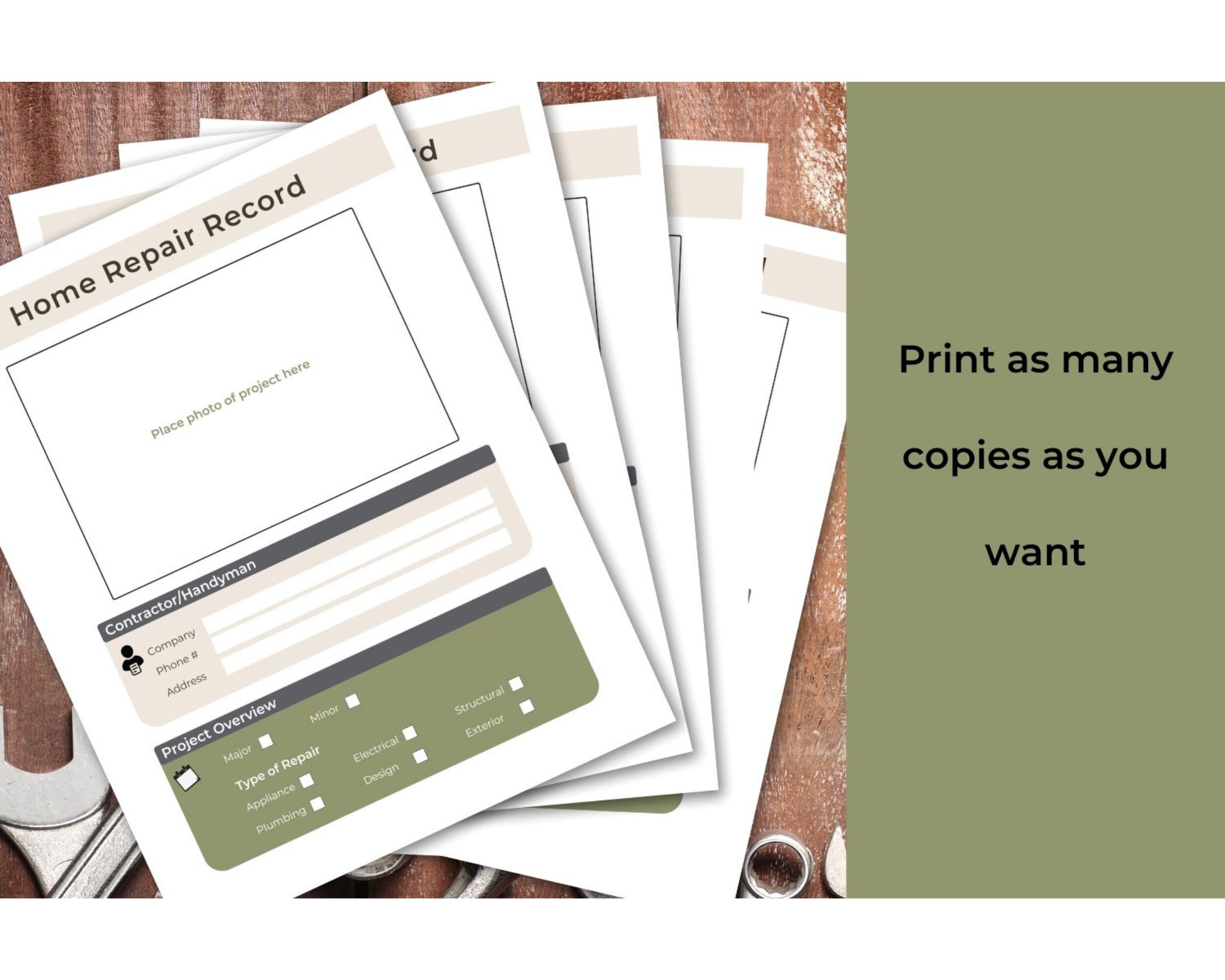 Home Repair and Warranty Printable Tracking Bundle, Appliance Warranty ...